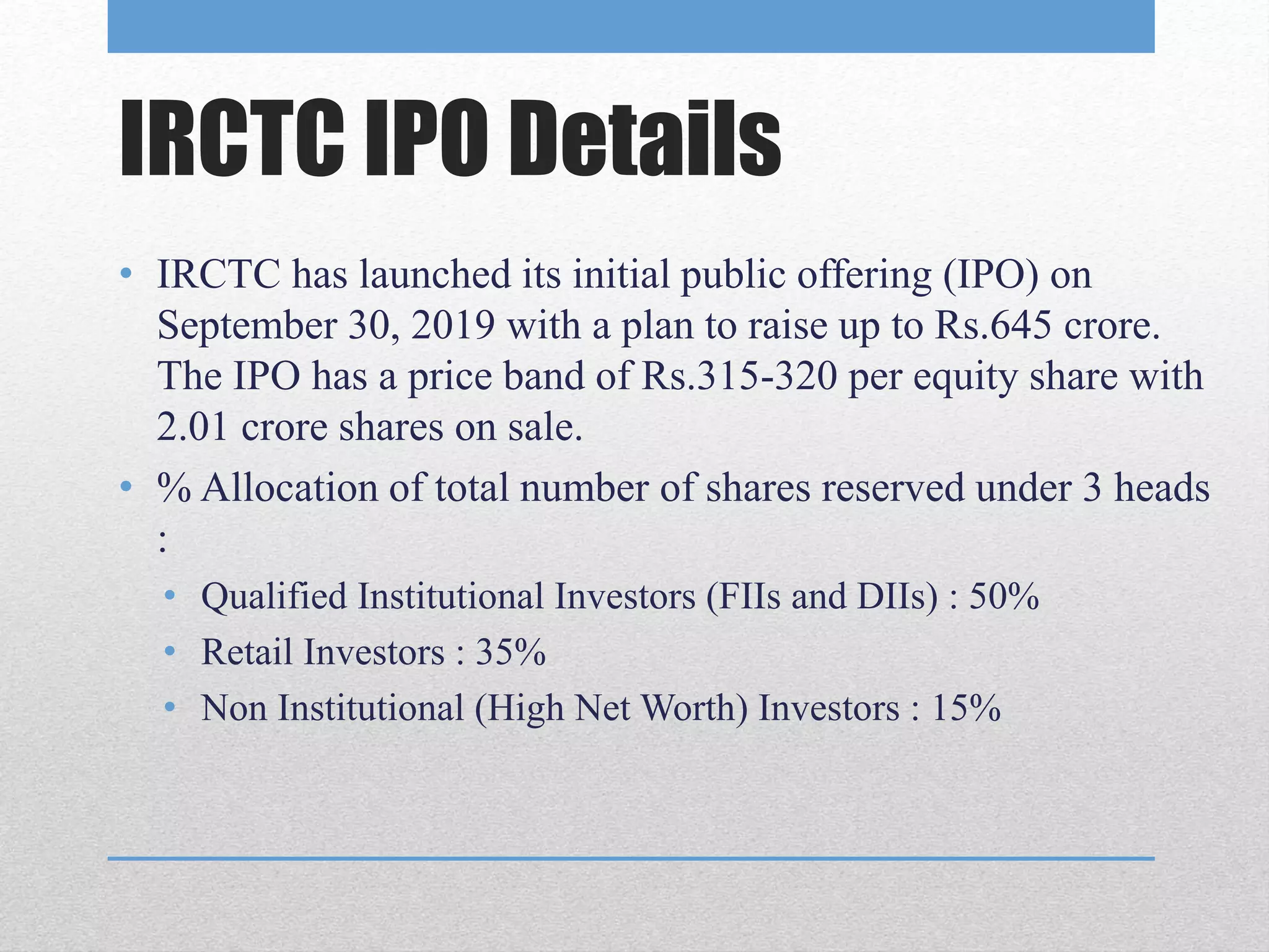 Irctc ipo valuation | PPT