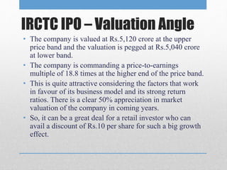 Irctc ipo valuation | PPT