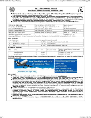 Irctc ltd,booked ticket printing1 | PDF