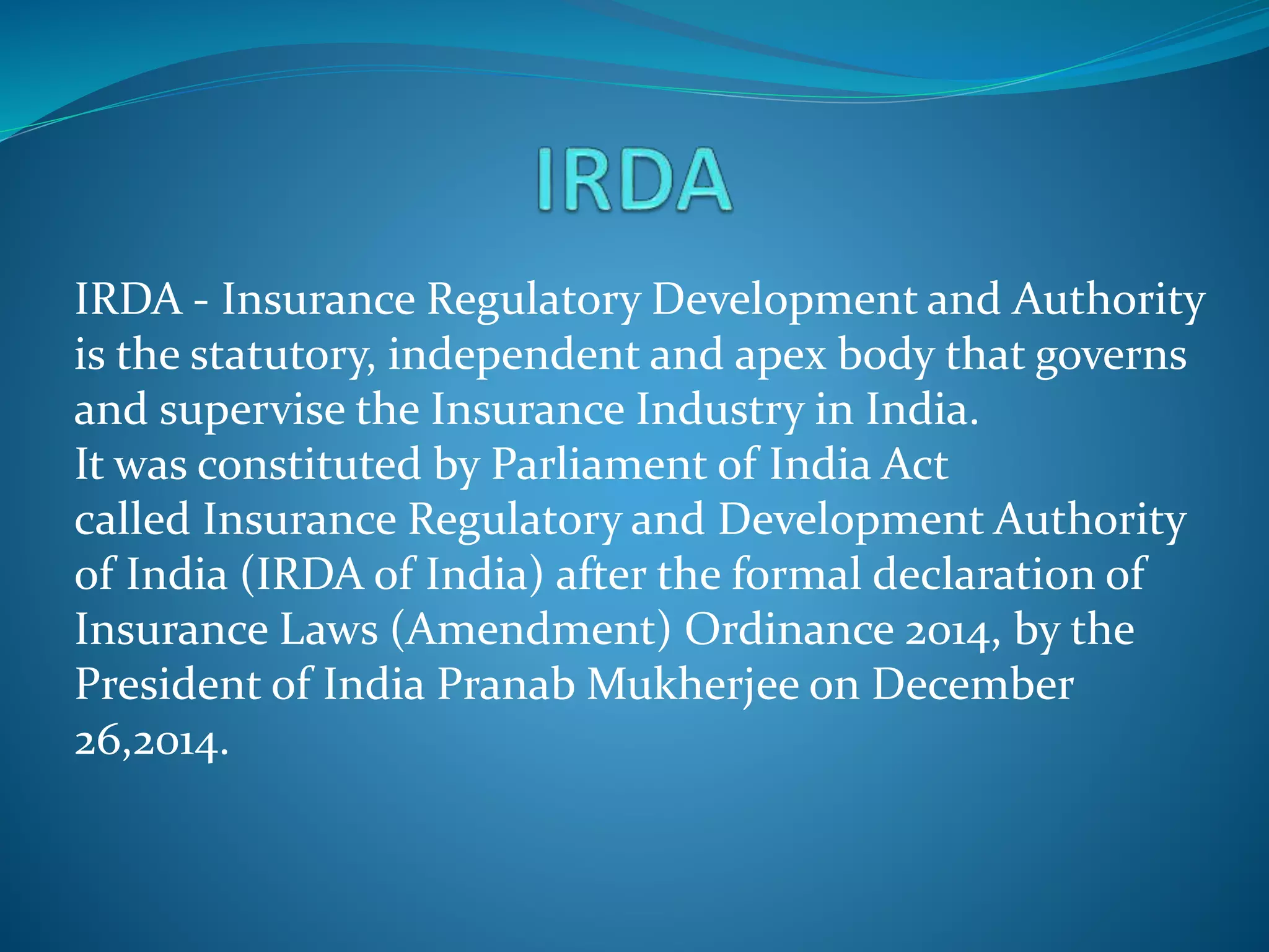 INSURANCE REGULATORY DEVELOPMENT AUTHORITY | PPTX