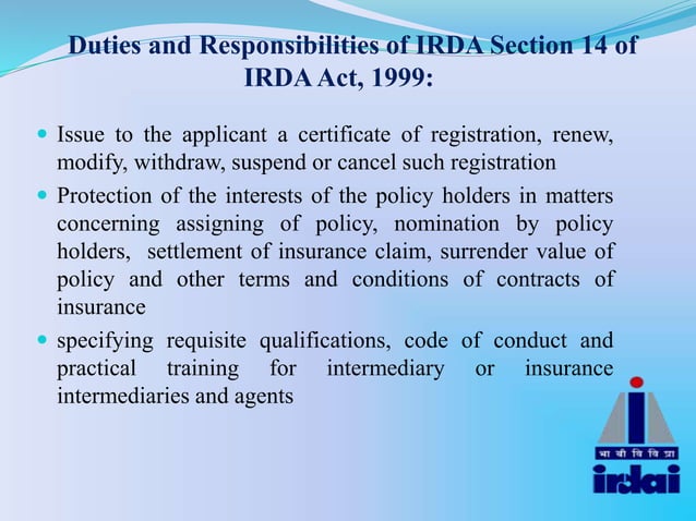 IRDA | PPTX | Insurance | Personal Finance