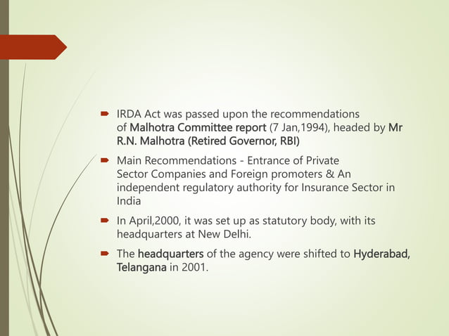 IRDA working in India and regulations working | PPTX | Life Insurance | Insurance