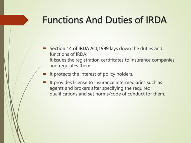 IRDA role in Insurance sector in India .pptx