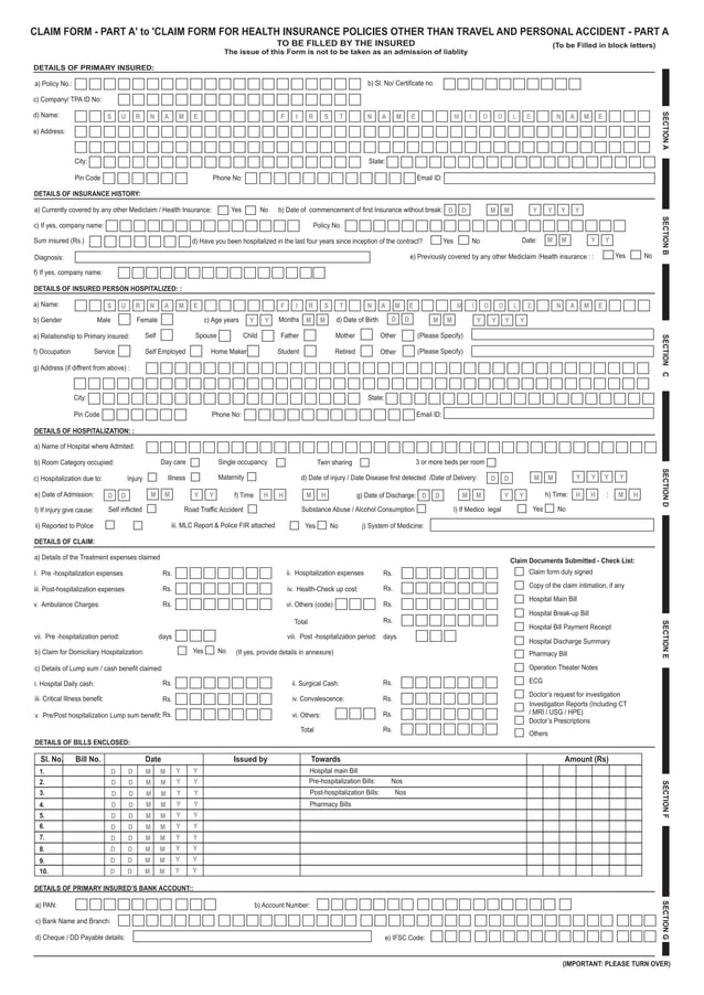 IRDA - Claim Form.pdf | Free Download