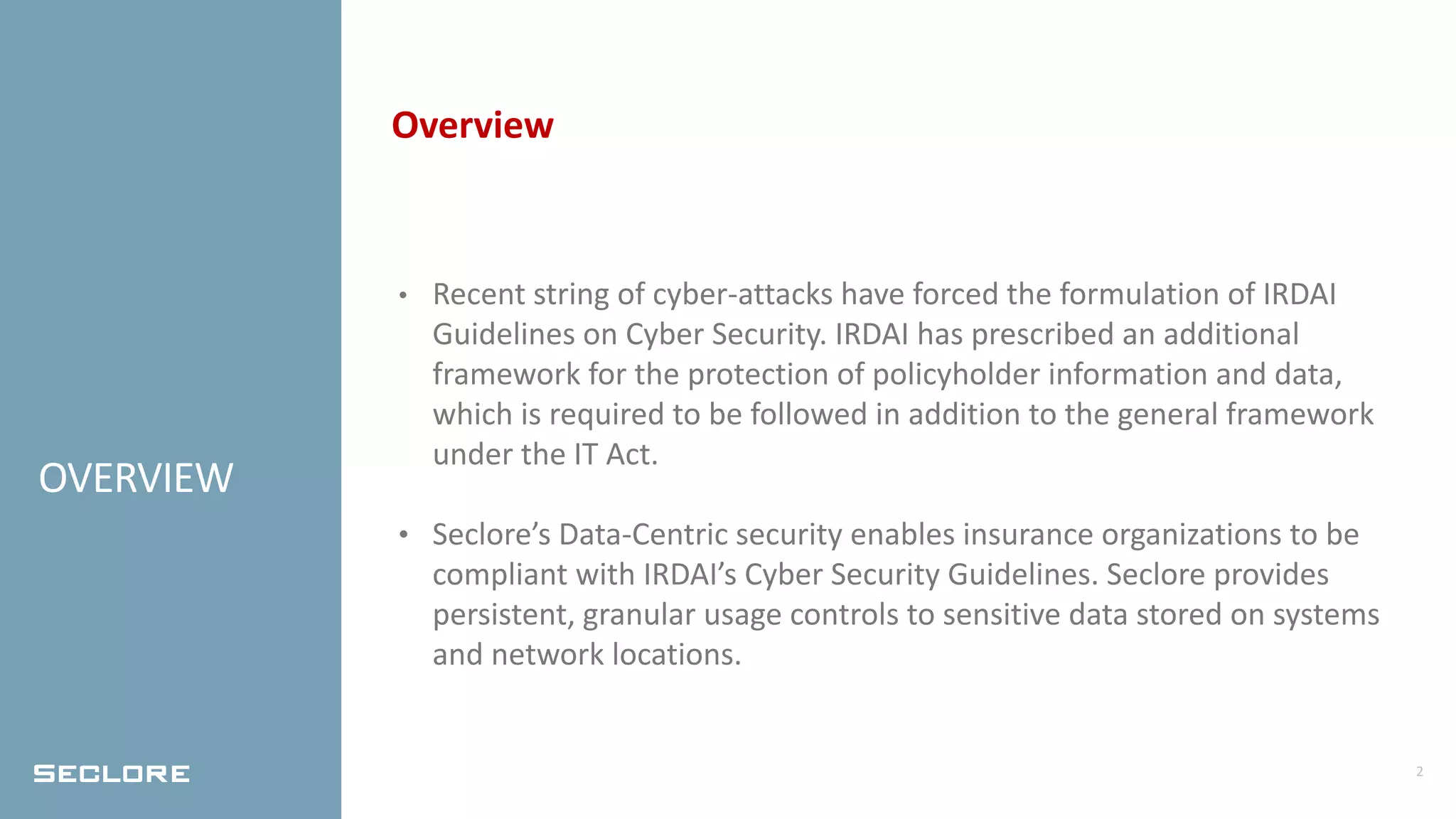 Irdai Compliance And Data Centric Security Seclore Ppt