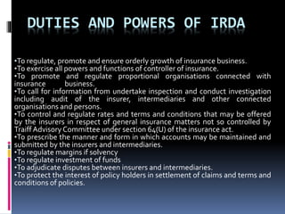 Irda(the insurance regulatory and development authority) | PPTX