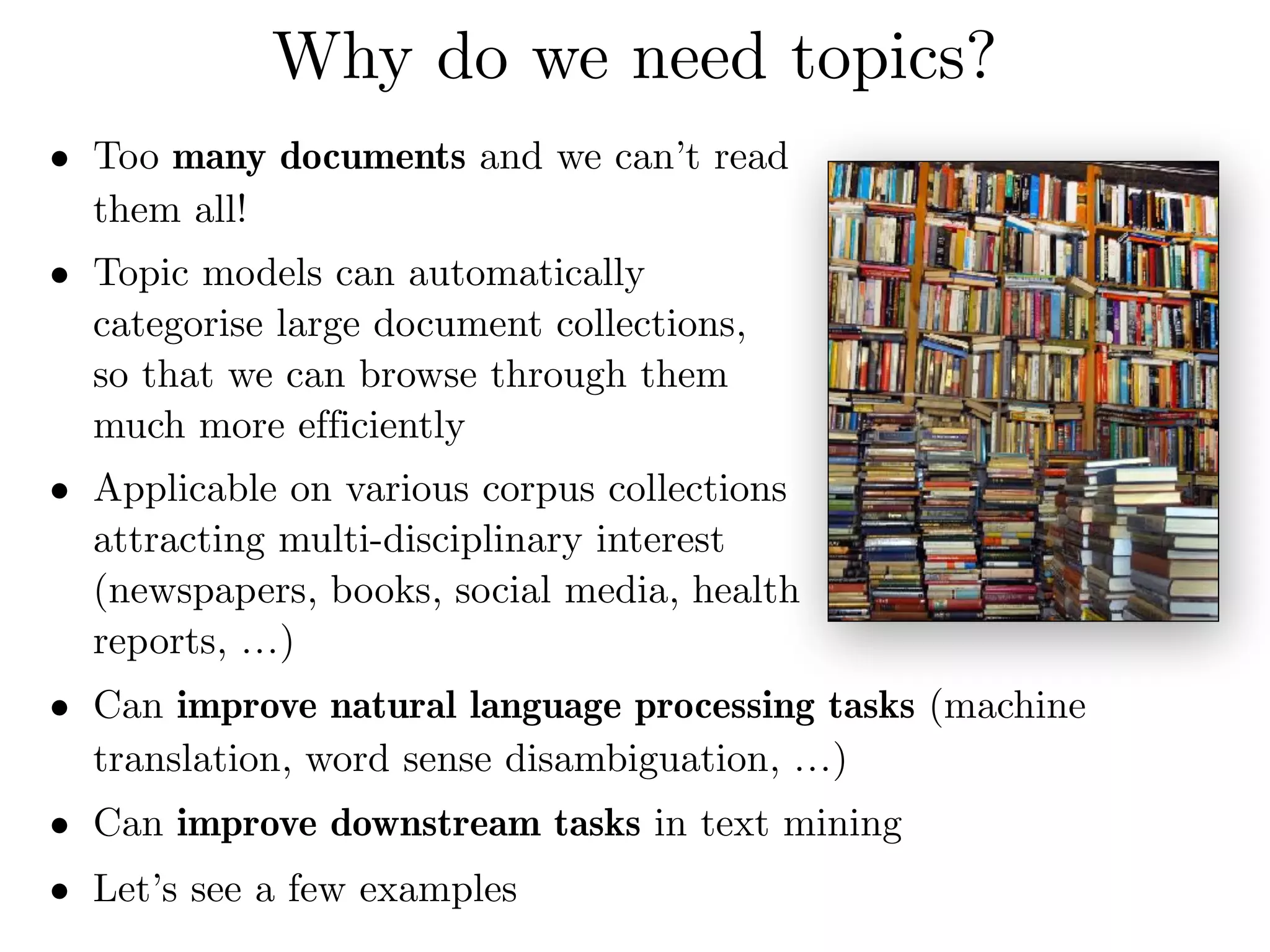 Topic models, vector semantics and applications | PPT