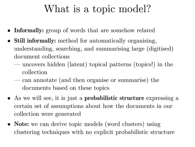 Topic models, vector semantics and applications | PPT