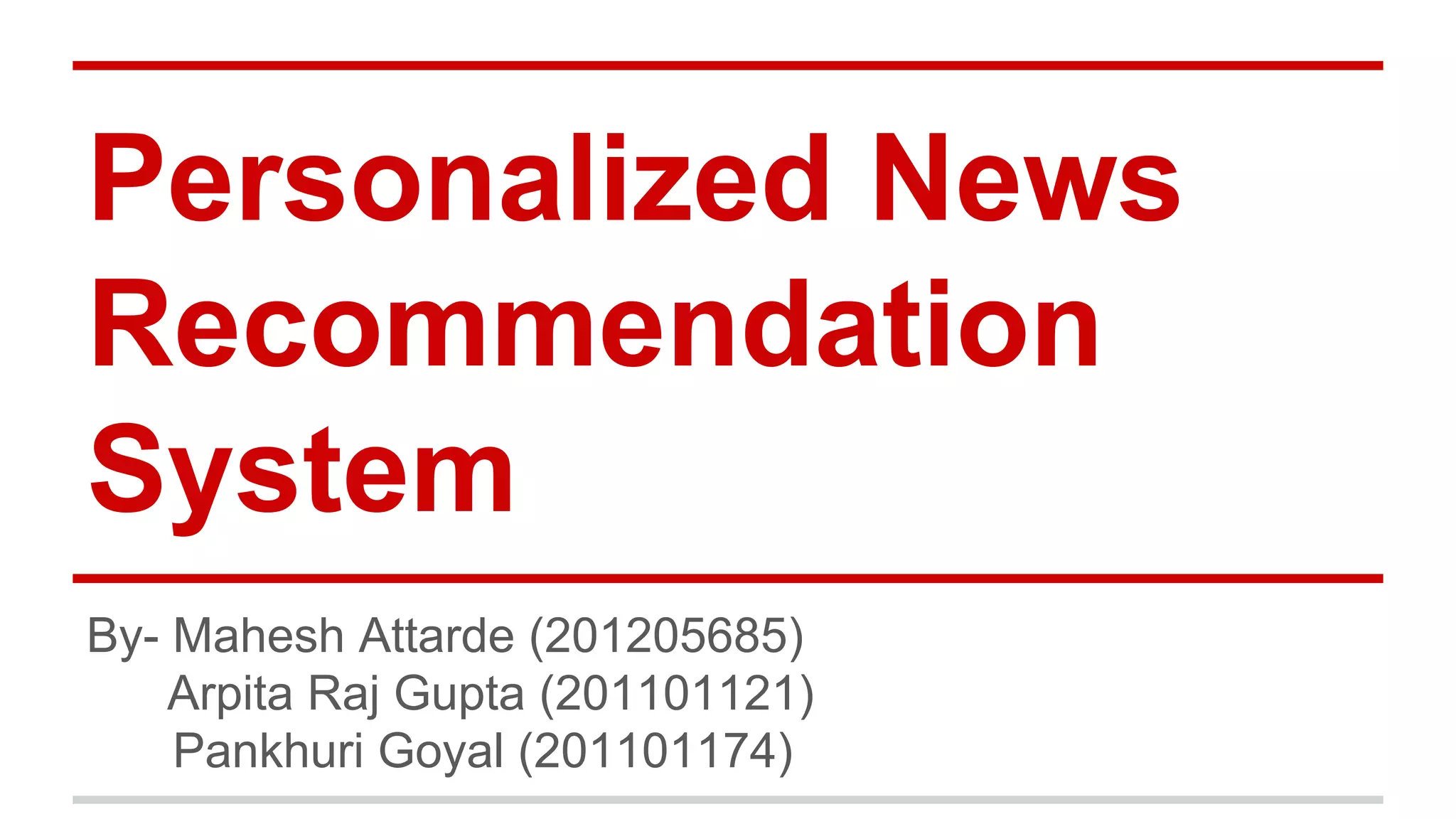 News Recommendation System based on user profile | PDF