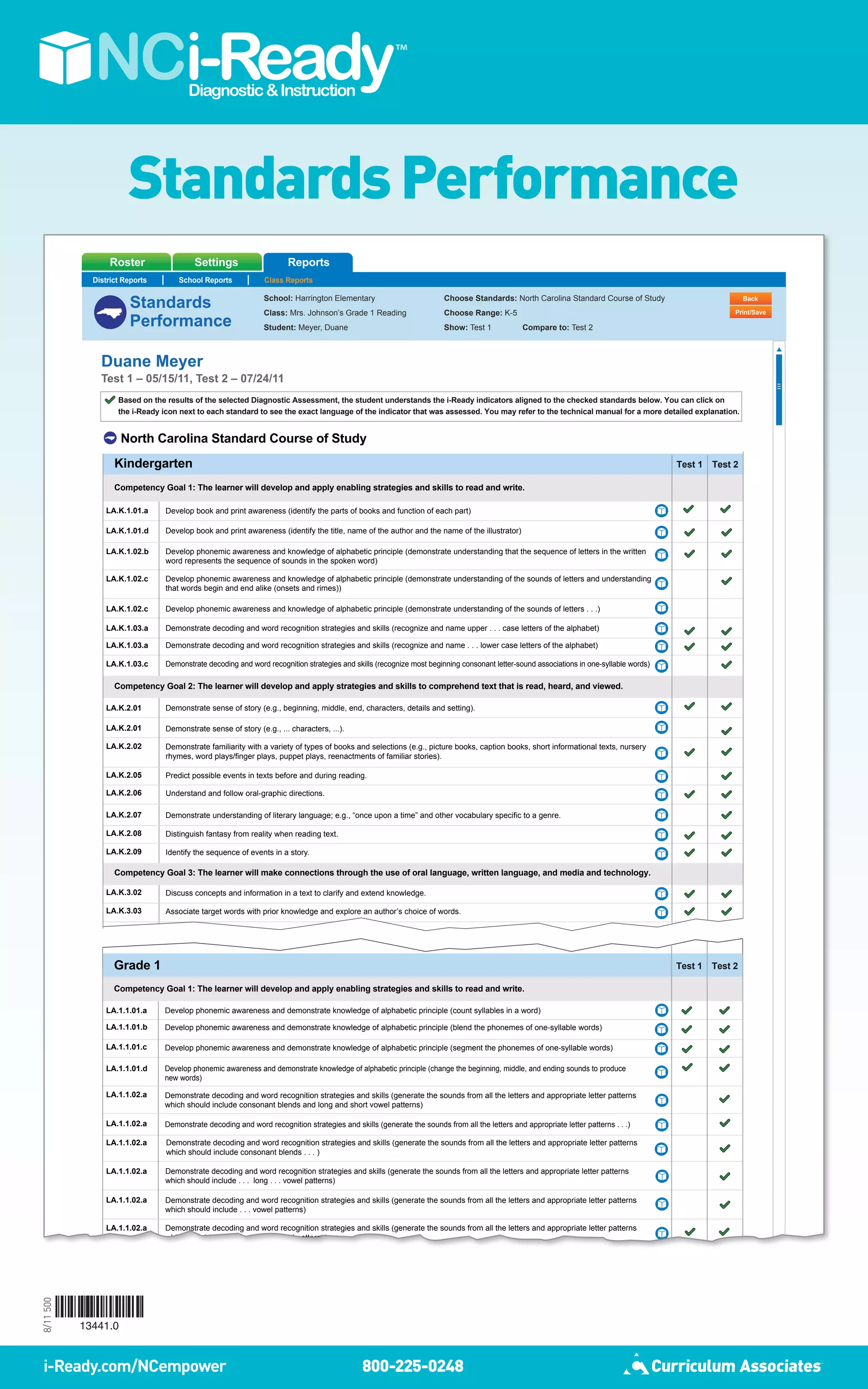 iReady State Specific Inserts NC | PDF