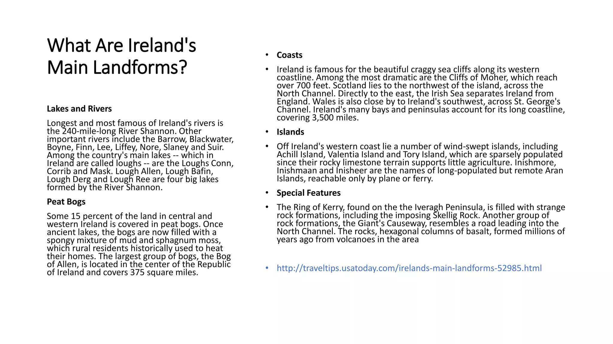 Many landforms of Ireland | PPTX