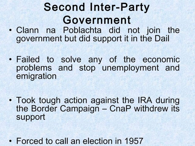Ireland in the 1950s revision | PPT | Elections | Politics