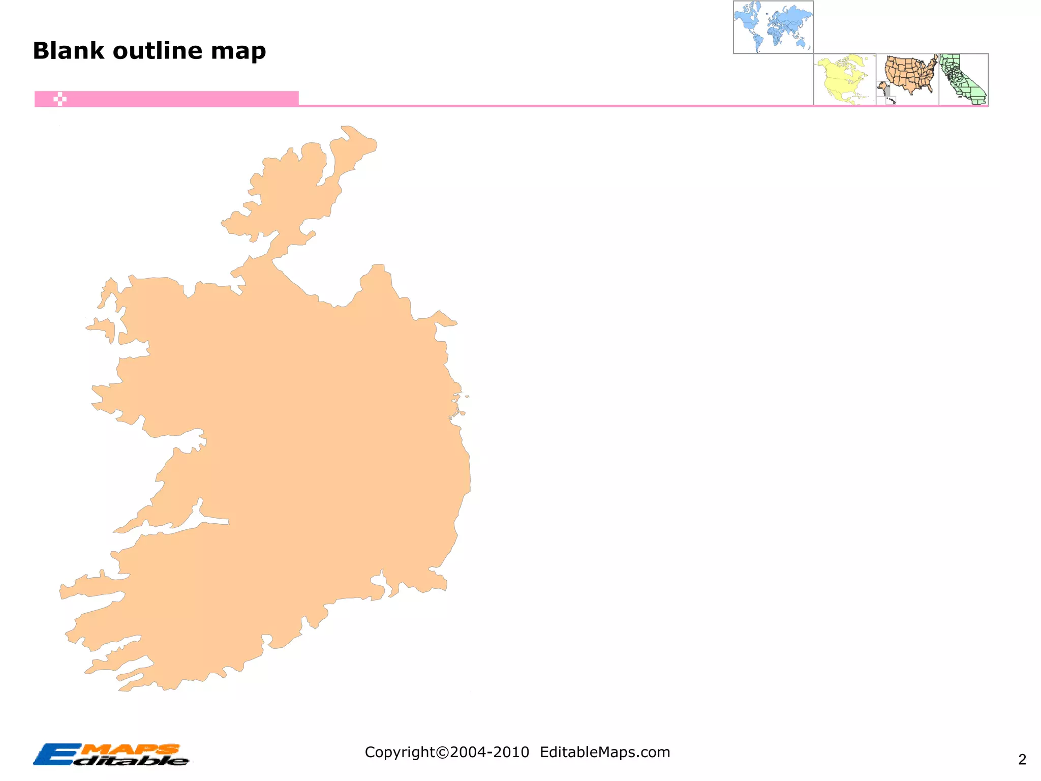 Ireland map, Ireland outline map, Ireland editable map, Ireland ...