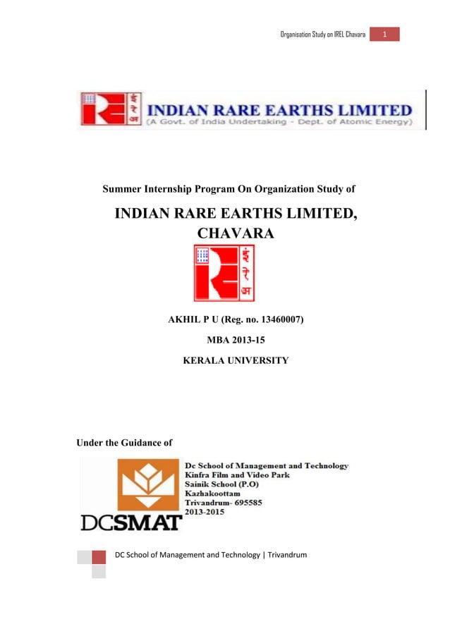 IREL ORGANISATION STUDY | PDF | Commodities | Economy