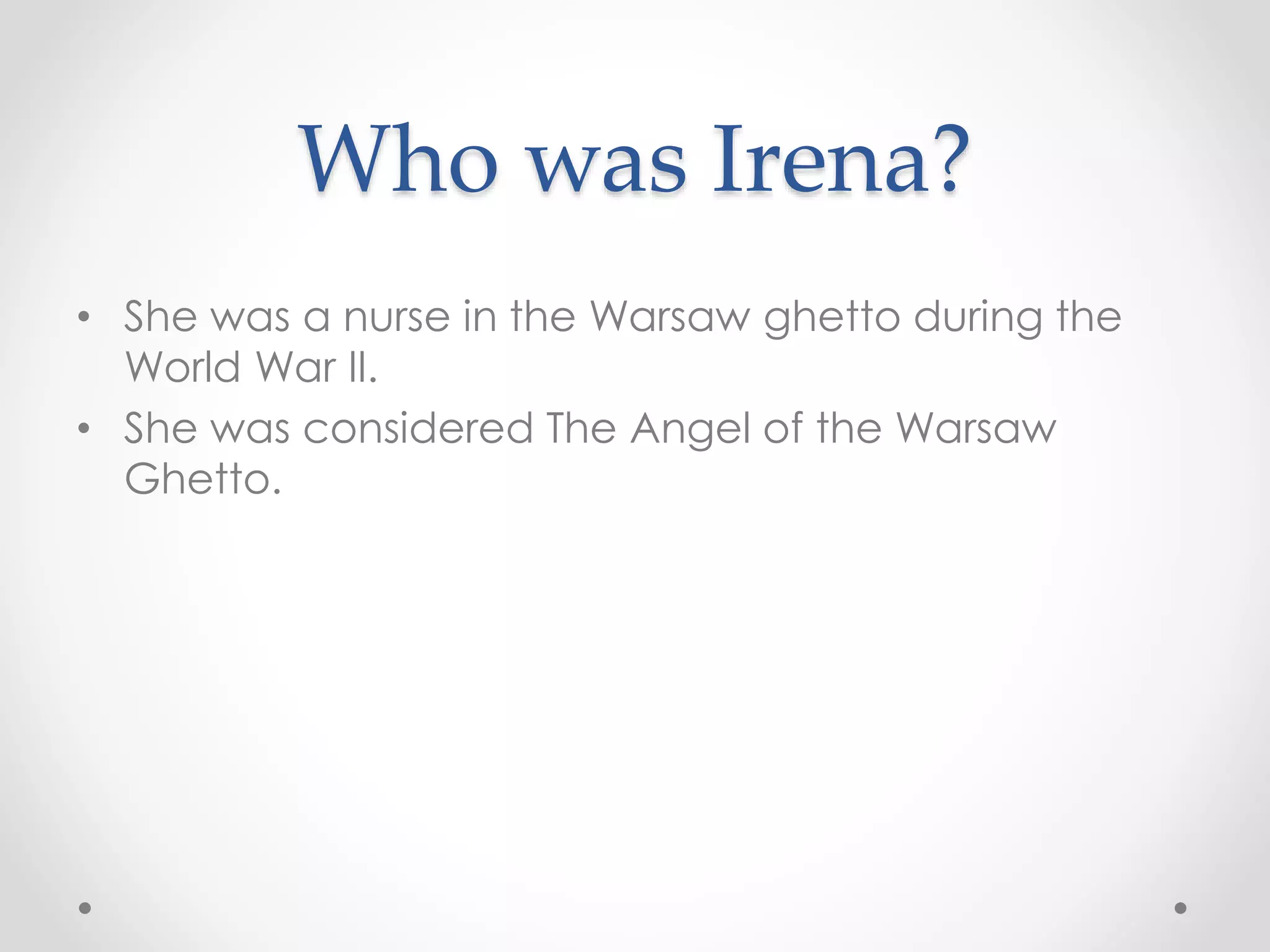Irena Sendler- World History presentation | PPTX