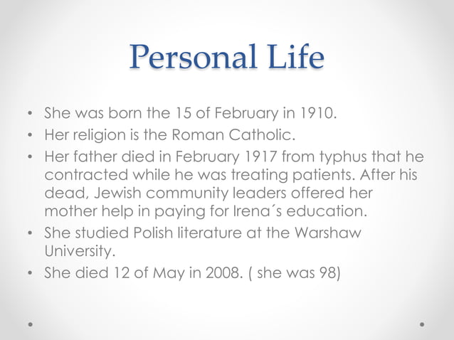 Irena Sendler- World History presentation | PPTX