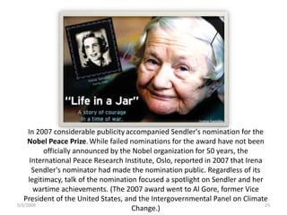 Irena Sendler A Woman Of Inspiration Life In A Jar | PPSX