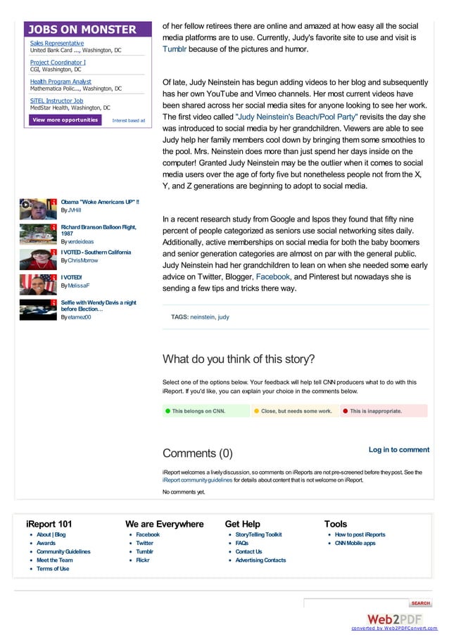 Judy Neinstein Toronto - CNN iReport | PDF | Eldercare | Family and ...