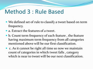 Tweets Classification using Naive Bayes and SVM | PPT