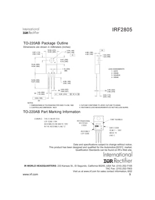Original N-Channel Mosfet IRF2805 2805 55V 75A TO-220 New IR | PDF
