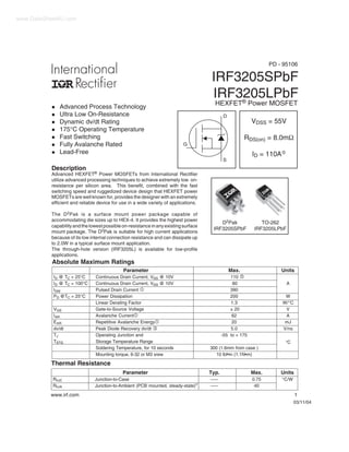 Original Mosfet F3205S 3205 IRF3205S IRF3205 55V 110A D2Pak New | PDF