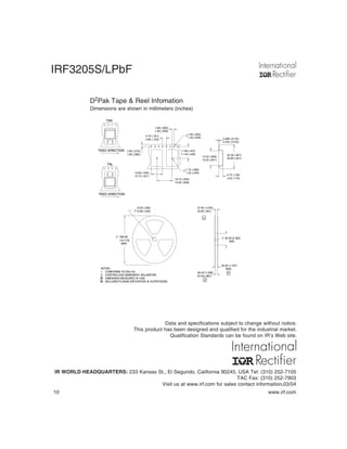 Original Mosfet F3205S 3205 IRF3205S IRF3205 55V 110A D2Pak New | PDF