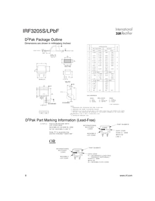 Original Mosfet F3205S 3205 IRF3205S IRF3205 55V 110A D2Pak New | PDF