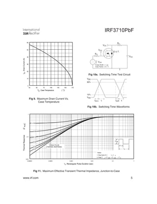Original N Channel Mosfet IRF3710PBF IRF3710 3710 37A 100V New | PDF
