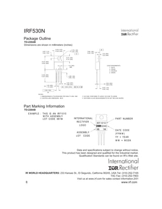 Original MOSFET N-CHANNEL IRF530NPBF IRF530N IRF530 17A 100V TO-220 New ...