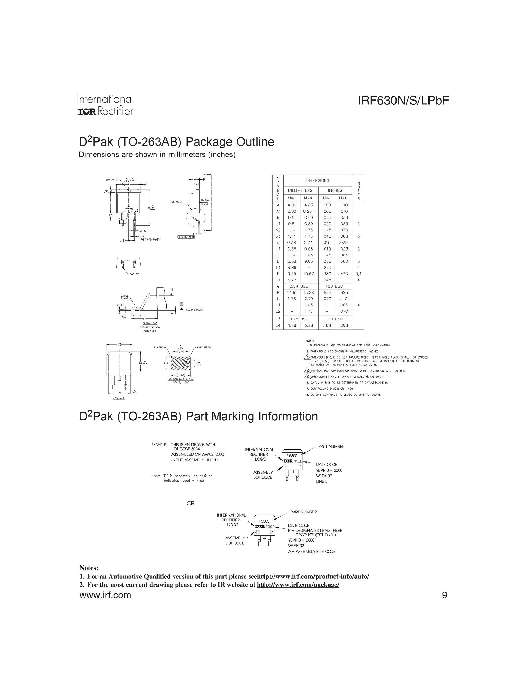 Original N Channel Mosfet IRF630N IRF630 TO-220 9.3A 200V New IR | PDF