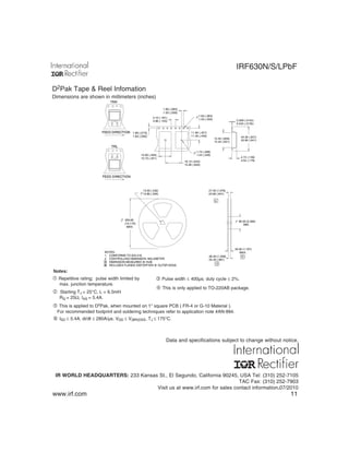 Original N Channel Mosfet IRF630N IRF630 TO-220 9.3A 200V New IR | PDF