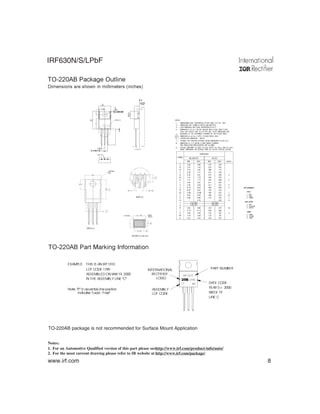 Original N Channel Mosfet IRF630N IRF630 TO-220 9.3A 200V New IR | PDF