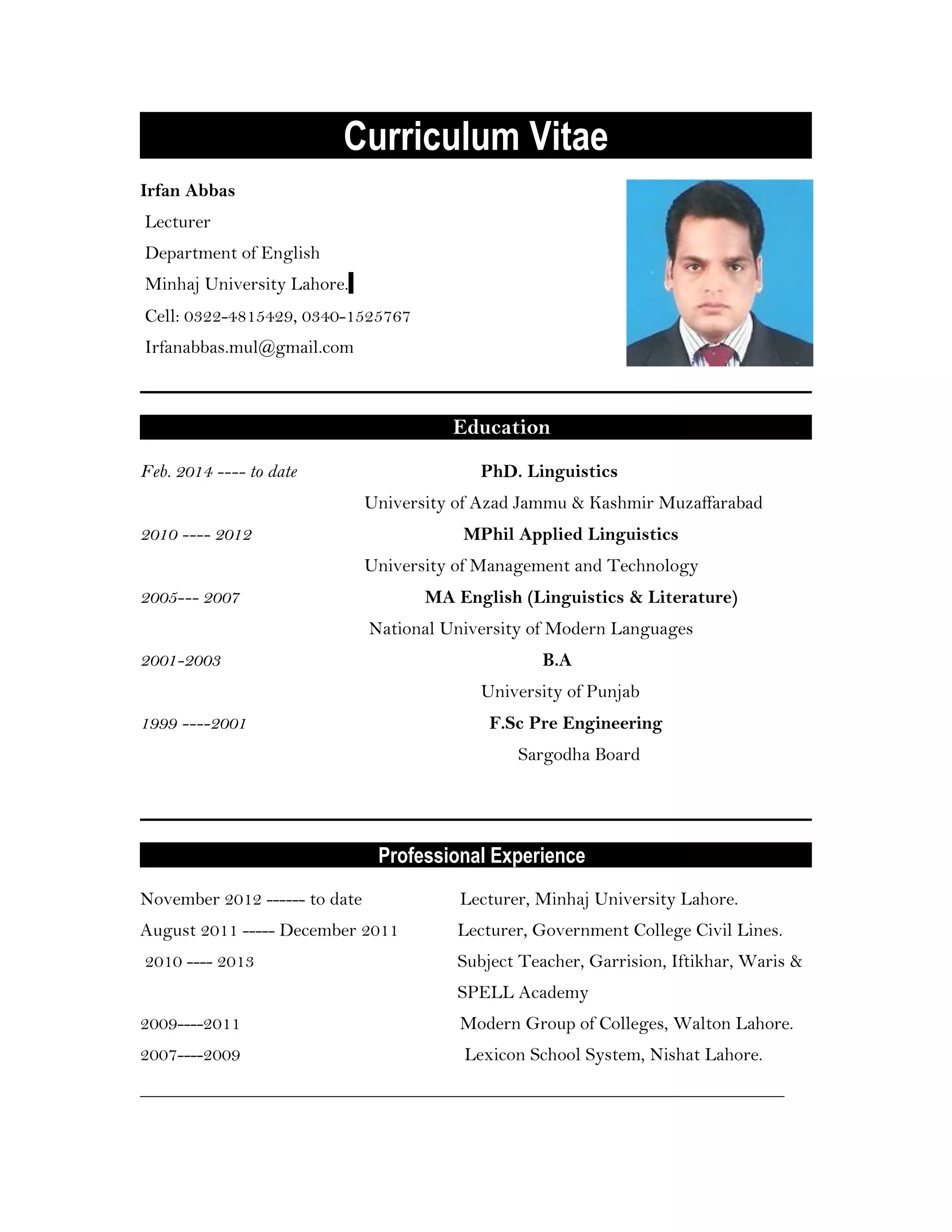 Irfan abbas cv | DOC