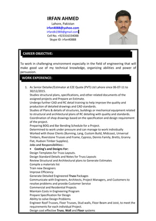Irfan Ahmed's CV - Structural Engineer Pakistan | PDF