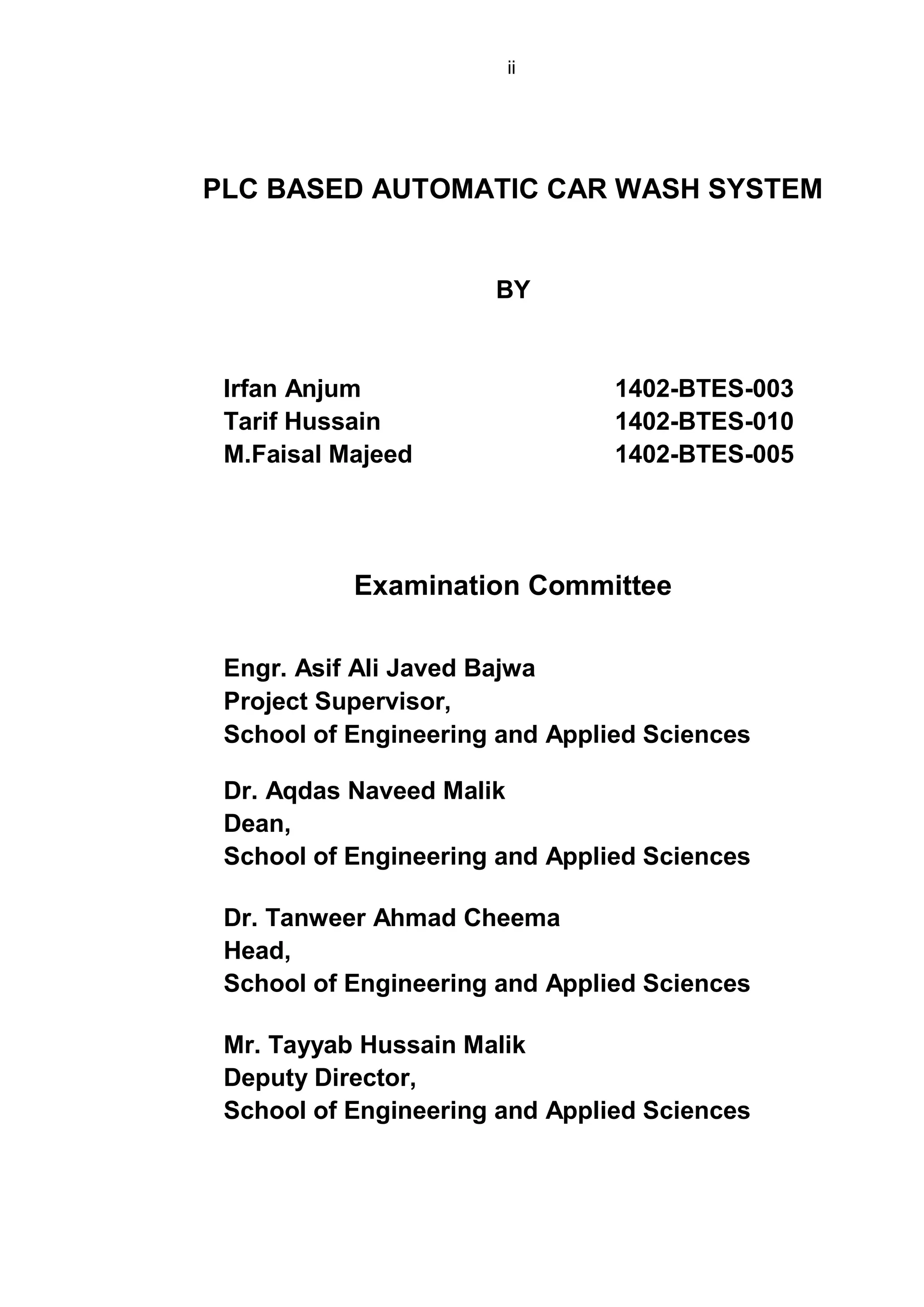 PLC Based Automatic car wash system By Irfan Anjum | PDF