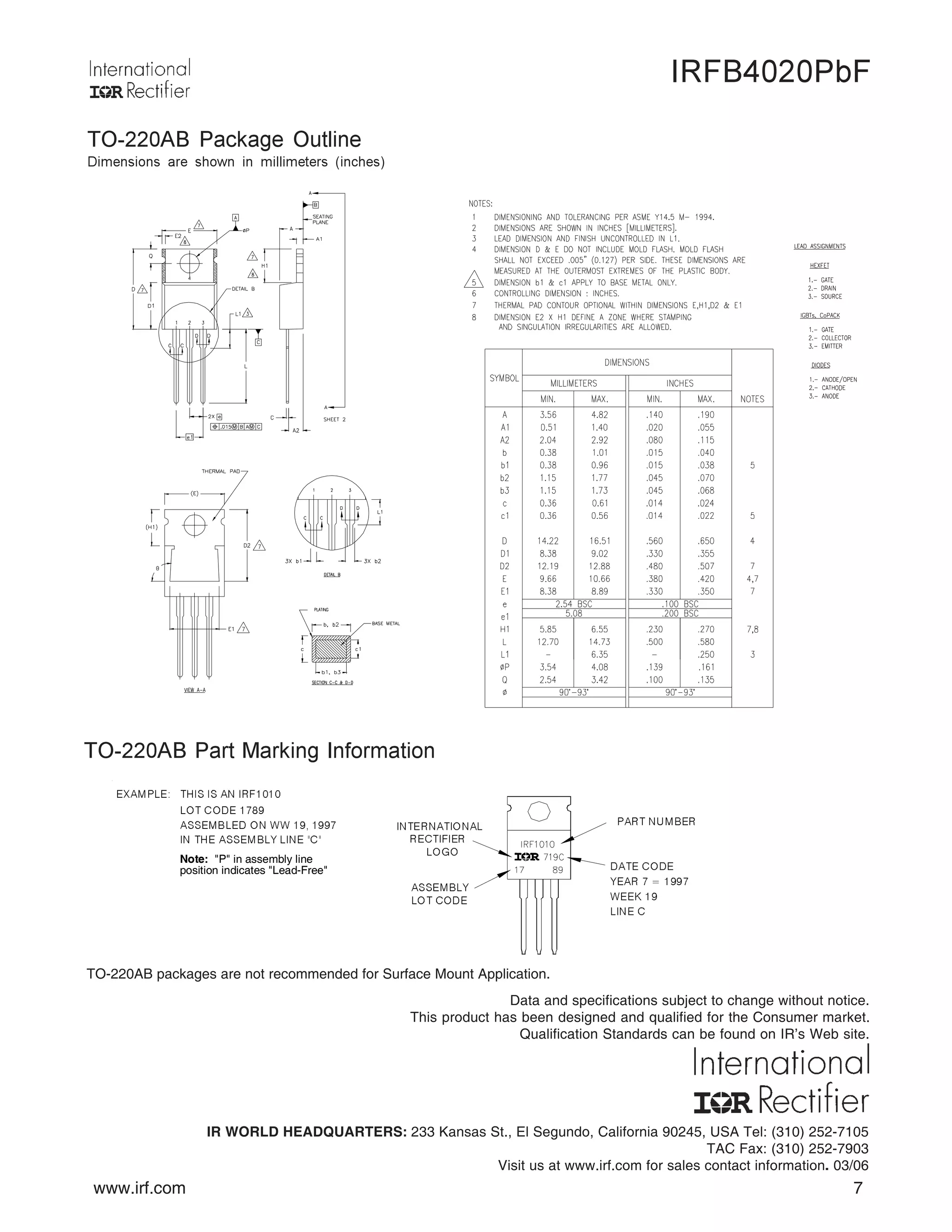 Original N-Channel Mosfet IRFB4020PBF 4020 TO-220-3 New International ...