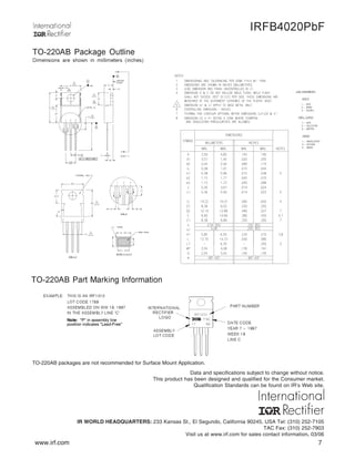 Original N-Channel Mosfet IRFB4020PBF 4020 TO-220-3 New International ...