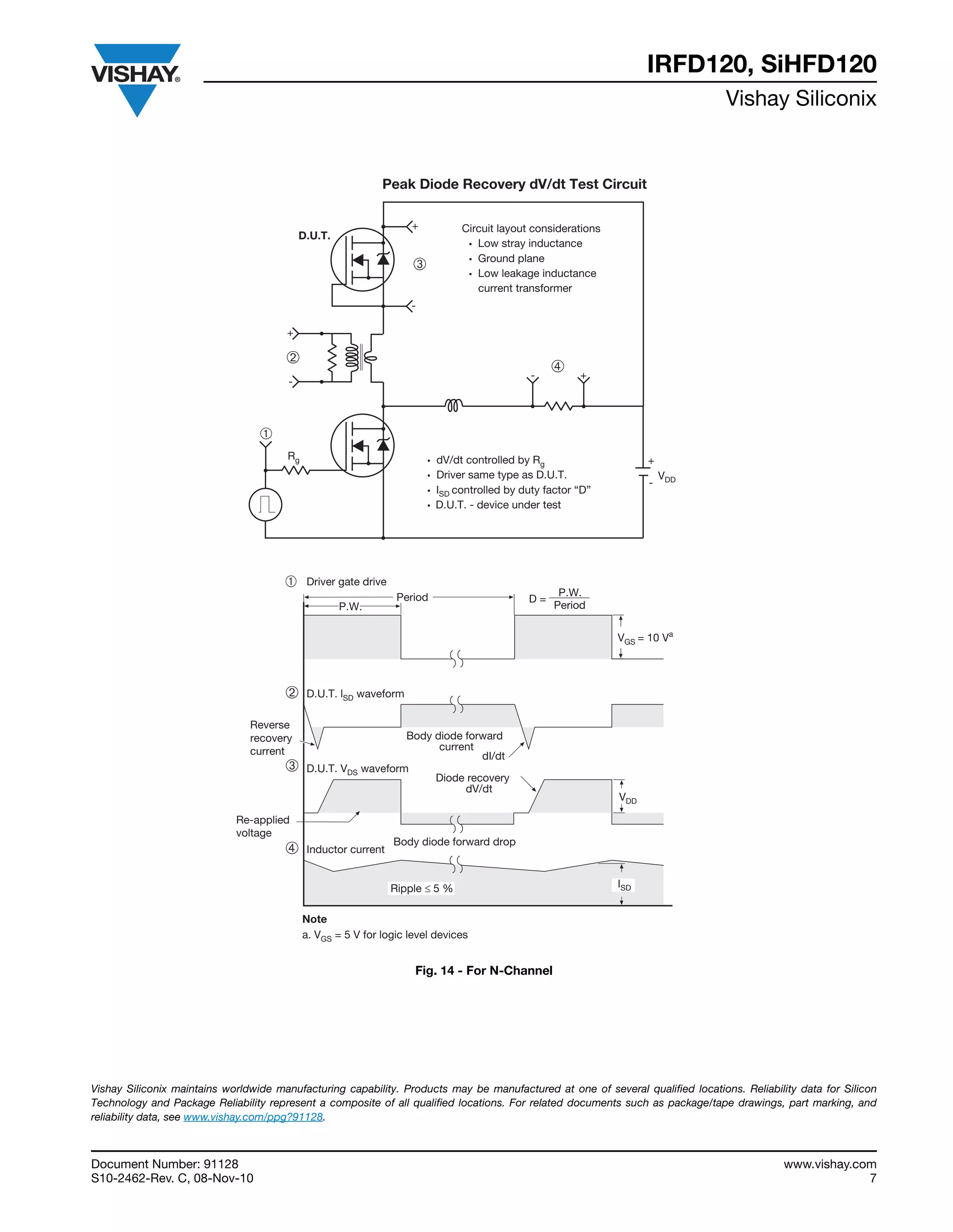 Original N-Channel Mosfet IRFD120PBF 120 100V 1.3A DIP-4 New Vishay Siliconix | PDF
