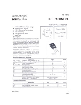 Original Power MOSFET IRFP150NPBF IRFP150N IRFP150 150N 100V 42A TO-247 New International ...