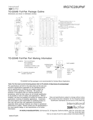 Original IGBT N-CHANNEL IRG7IC28U IRG71C28U G7IC28U G71C28U 71C28 225A ...