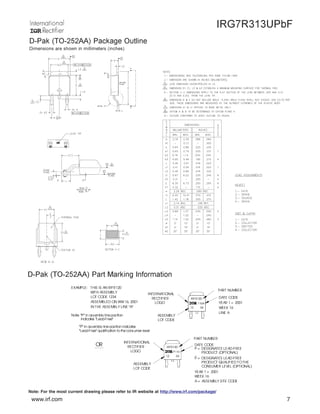Original IGBT N-CHANNEL IRG7R313U 7R313U 330V 160A TO-252 New | PDF ...