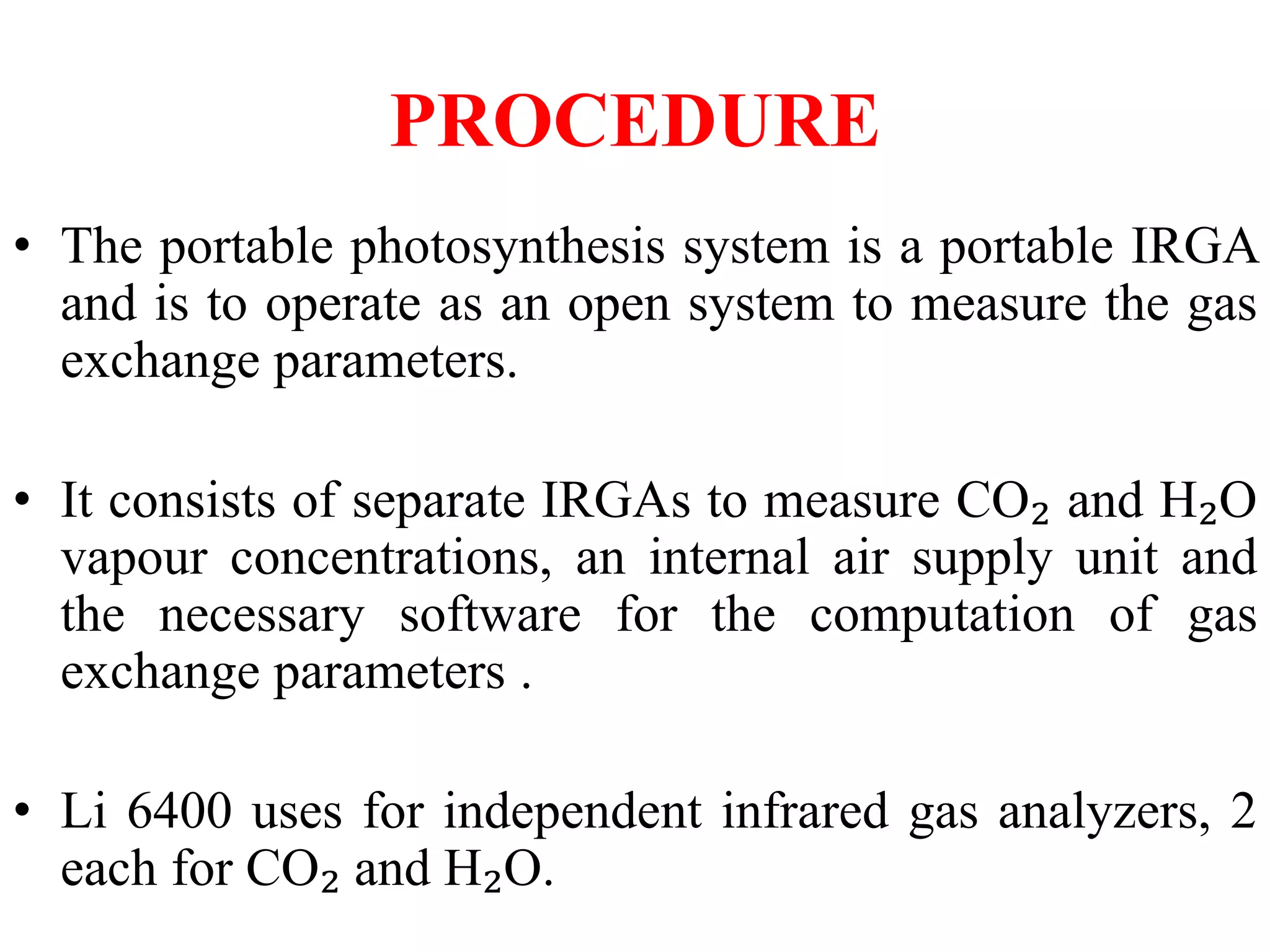 Irga portable photosynthetic system | PPTX
