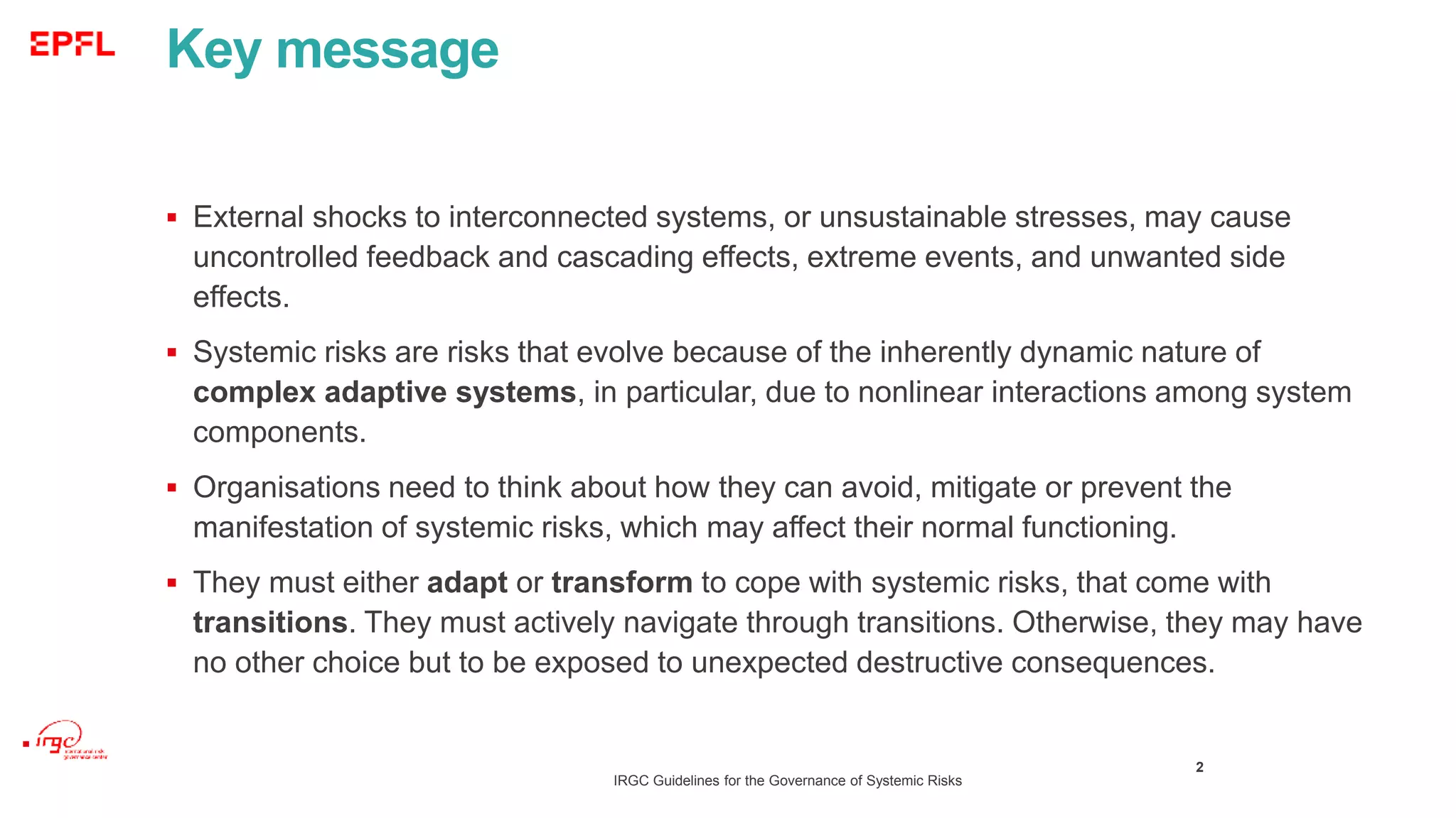 IRGC Guidelines for the Governance of Systemic Risks | PPTX