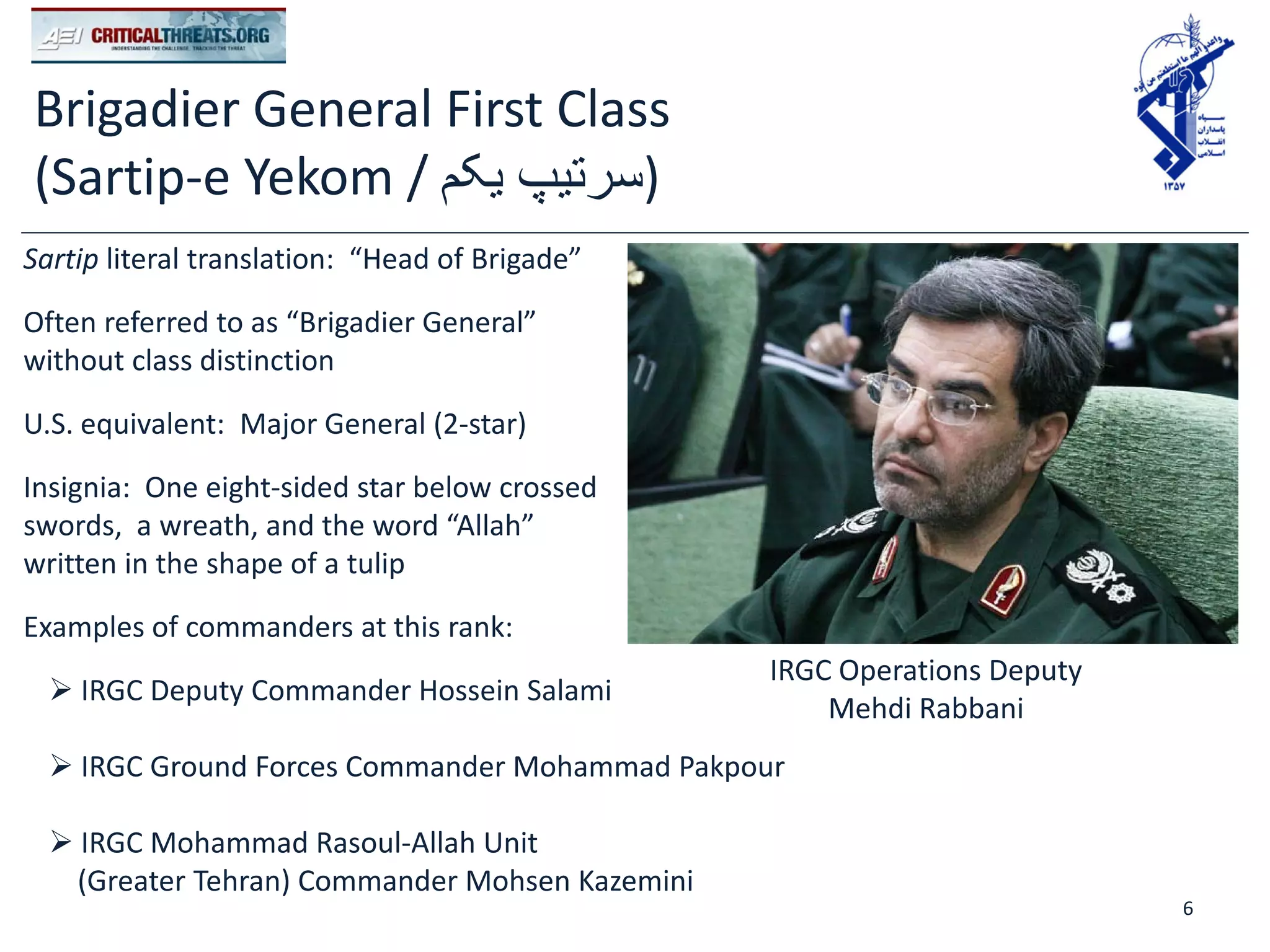 IRGC Rank Insignia Guide | PDF