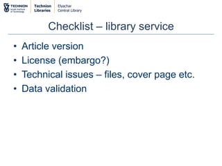Technion IR: Institutional Repository with DSpace | PPT | Free Download