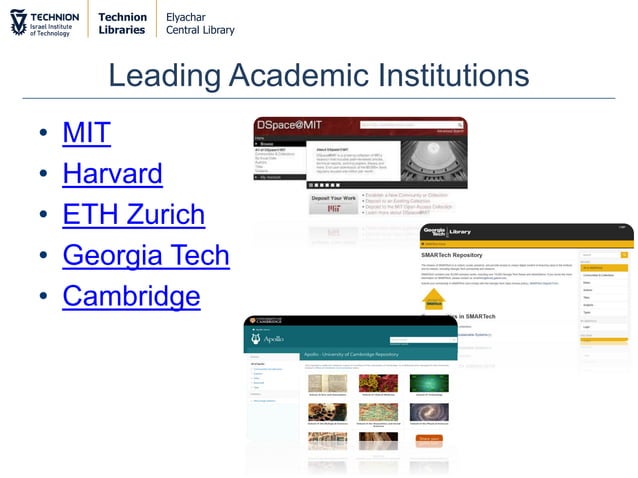 Technion IR: Institutional Repository with DSpace | PPT | Free Download