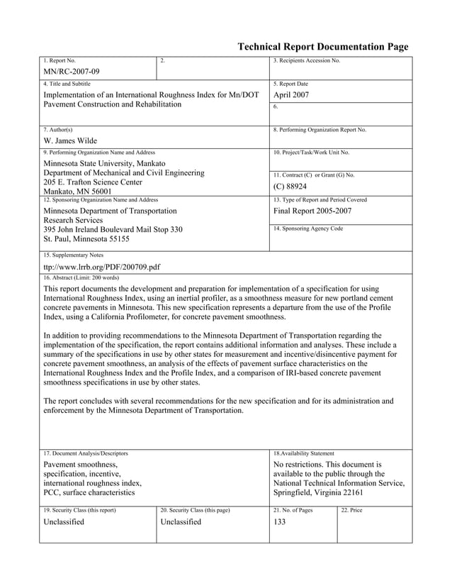 Iri machine international roughness index of asphalte surface | PDF