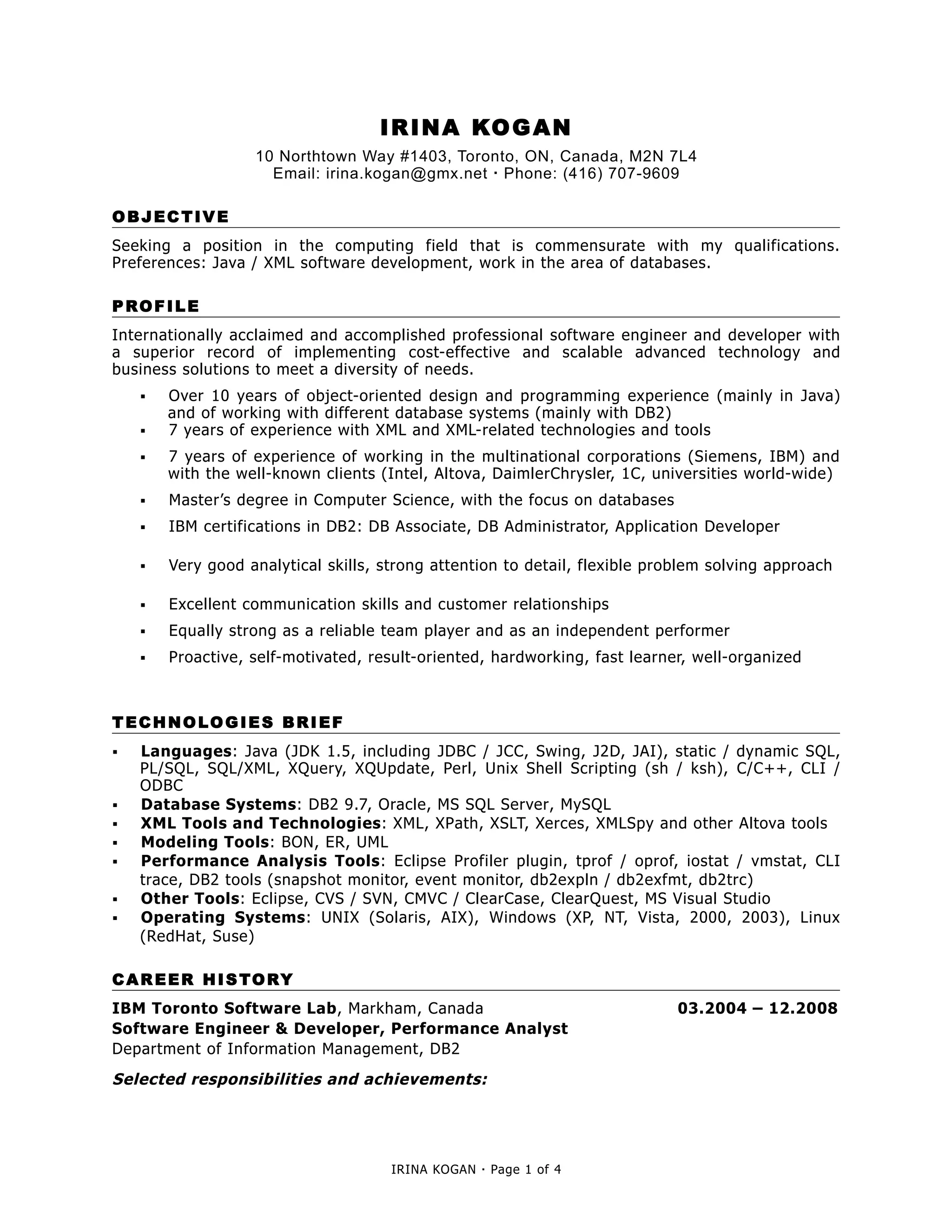 Irina Kogan Resume | DOC