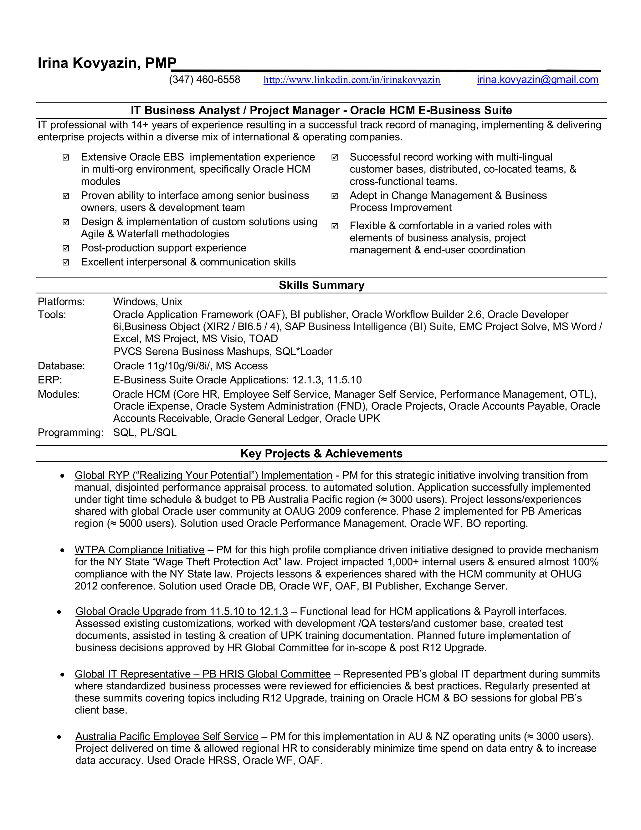 Irina kovyazin resume | PDF