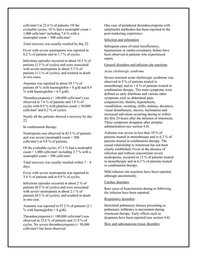 Irinotecan hydrochloride 20 mgml, concentrate for solution for infusion smpc taj pharmaceuticals ...
